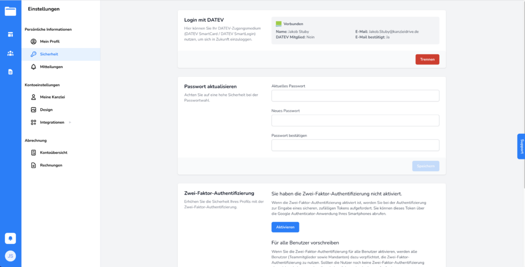 Login mit DATEV - Kanzleidrive